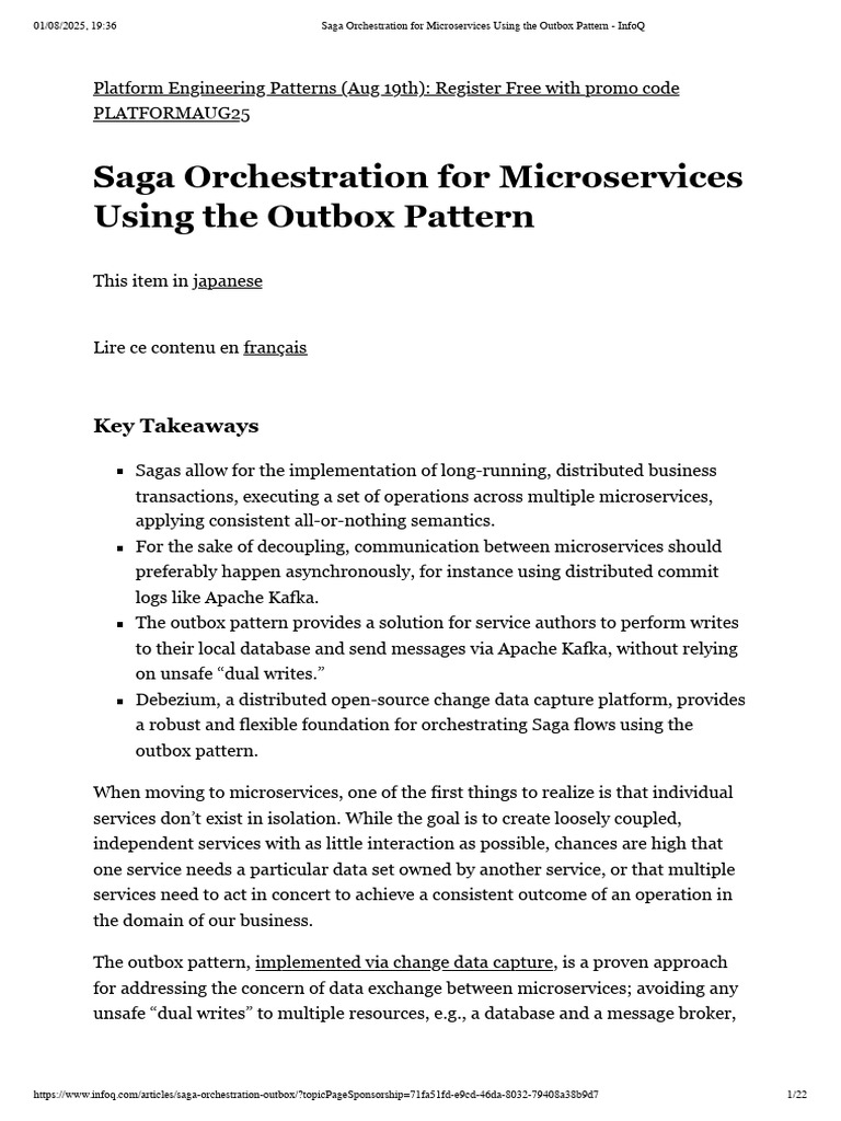 Saga Orchestration For Microservices Using The Outbox Pattern - InfoQ | PDF | Database ...
