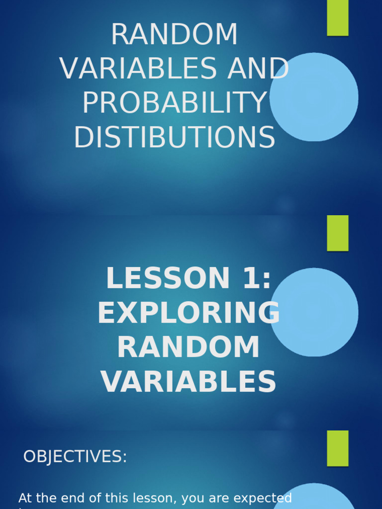 Lesson 1 - RANDOM VARIABLES | PDF | Probability Distribution | Random ...