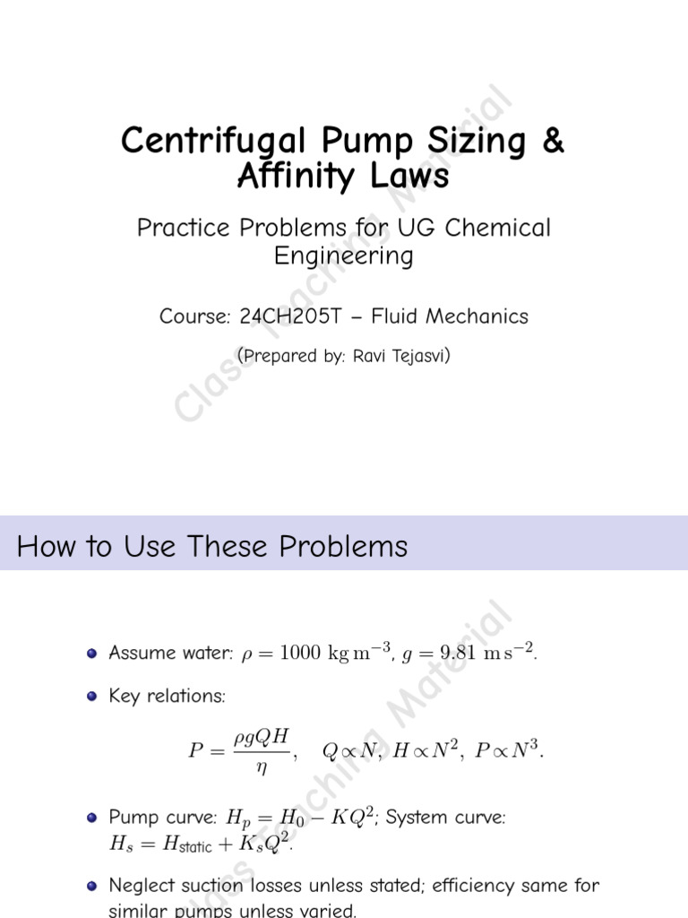 Beamer on Pump Problems | PDF | Pump | Mechanical Engineering