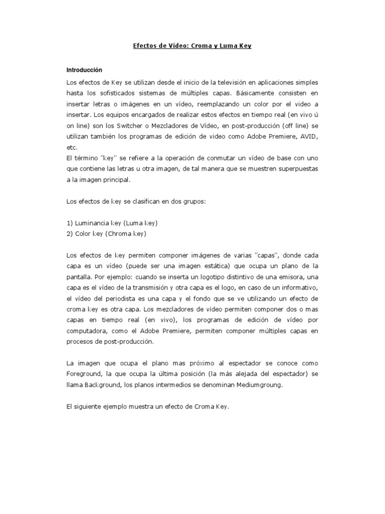 Efectos de Croma y Luma Key en Vídeo | PDF