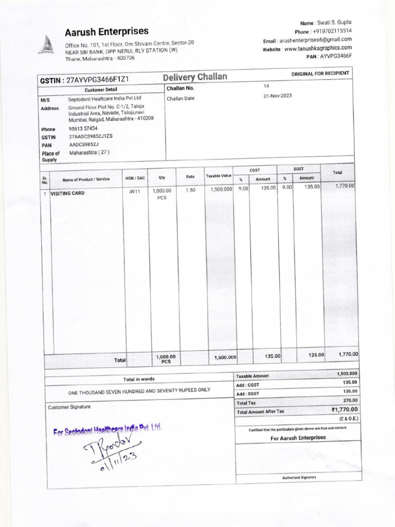 Dellivery Challan | PDF