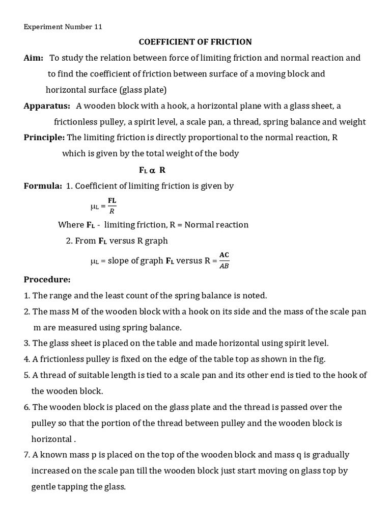 Coefficient of Friction Experiment | PDF | Force | Friction