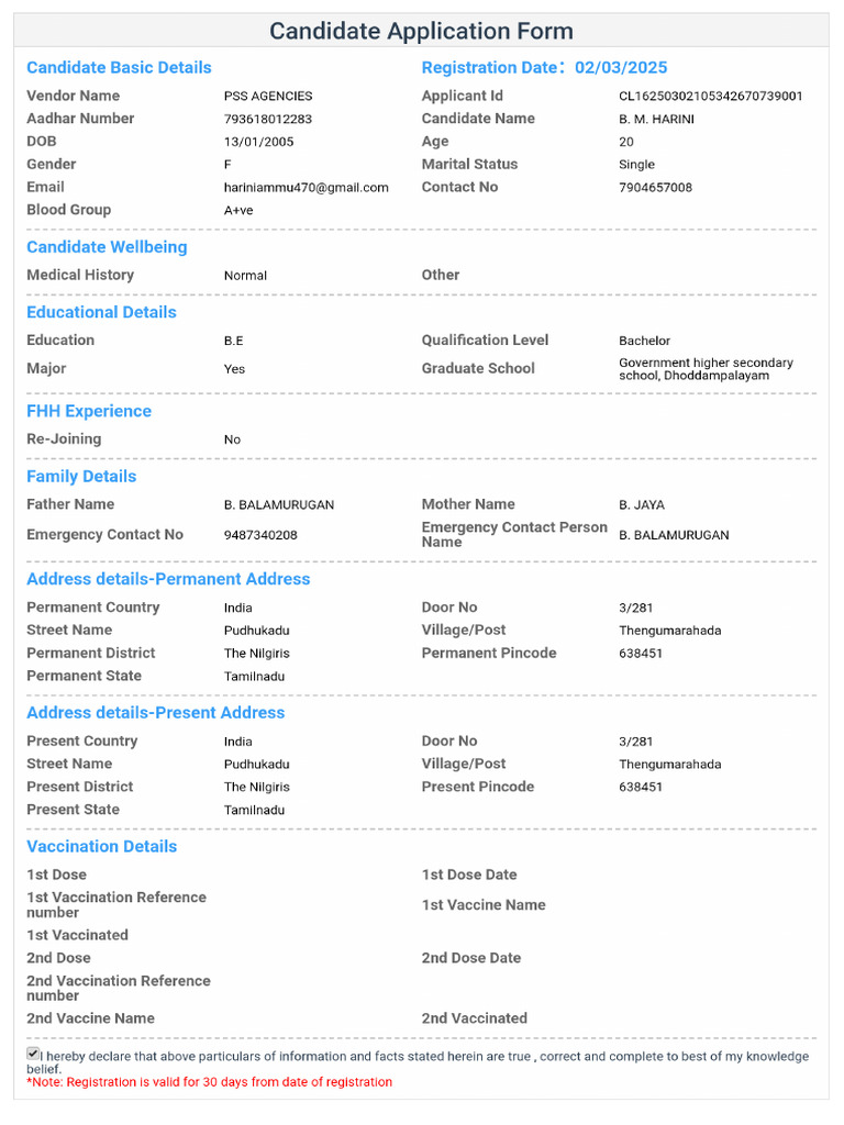 Candidate Application Form | PDF