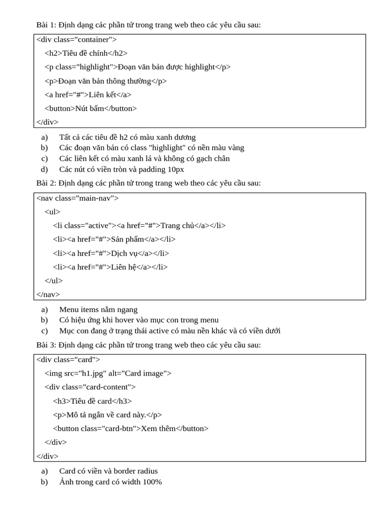 Bài tập CSS - 15.10.2025 | PDF