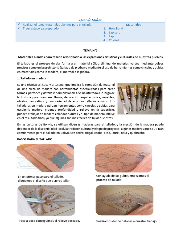 Técnicas de Tallado en Materiales Blandos | PDF