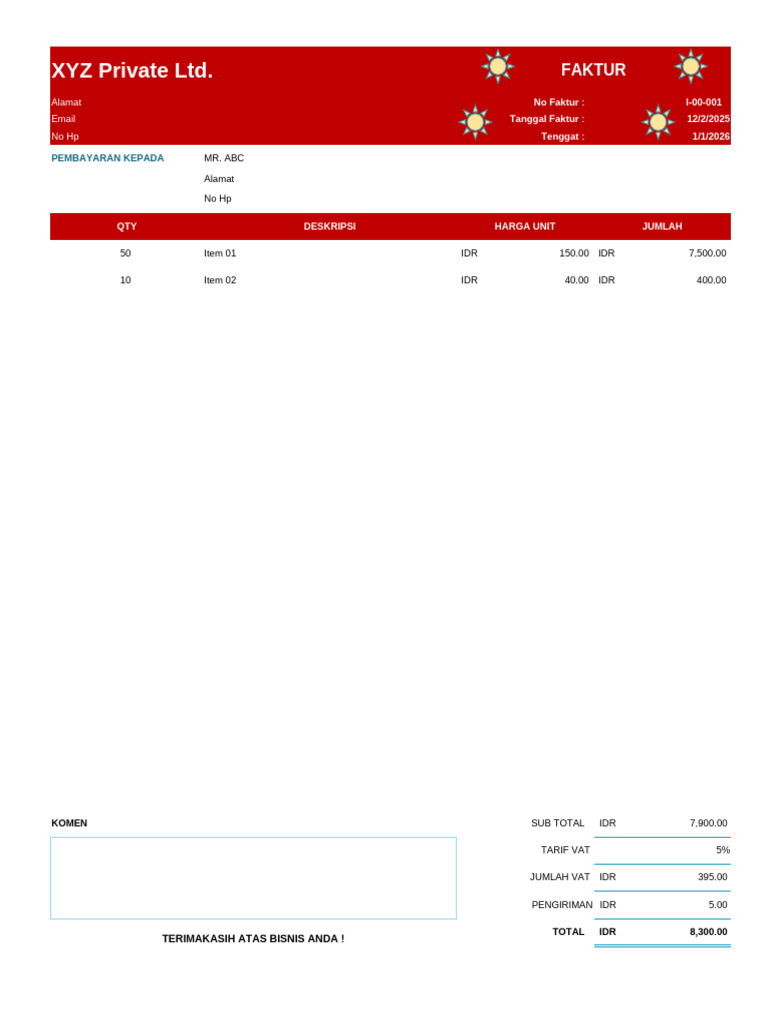 Invoice for XYZ Private Ltd. Services | PDF