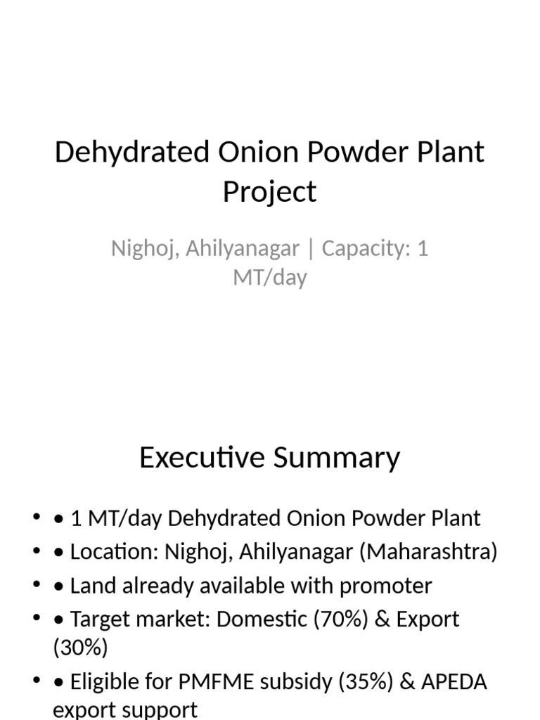 Onion Powder Plant PitchDeck Charts | PDF
