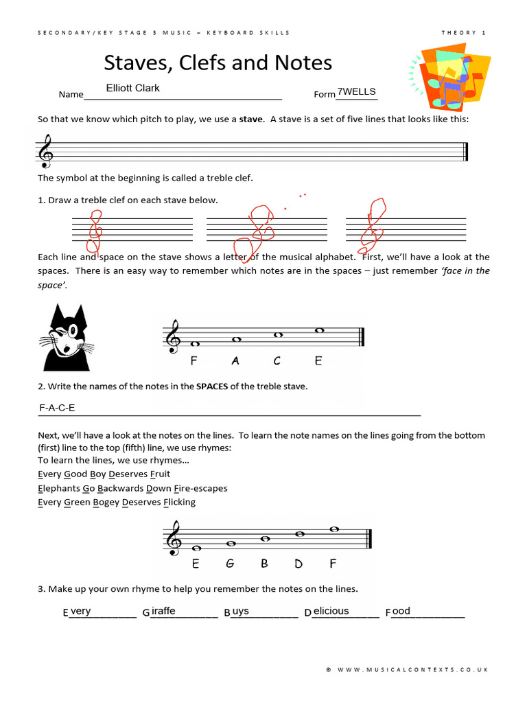 Treble Clef Note Learning Guide | PDF | Musical Notation | Notation