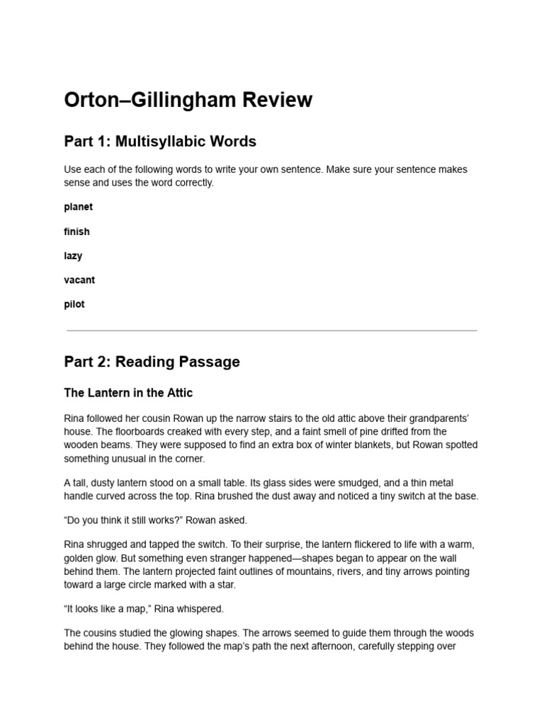 Orton-Gillingham Review | PDF