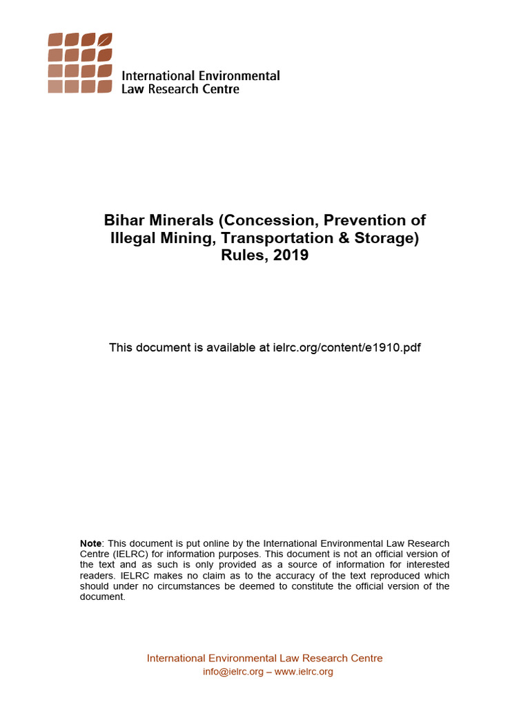 Bihar Mineral Rule 2003 | PDF | Lease | Mining