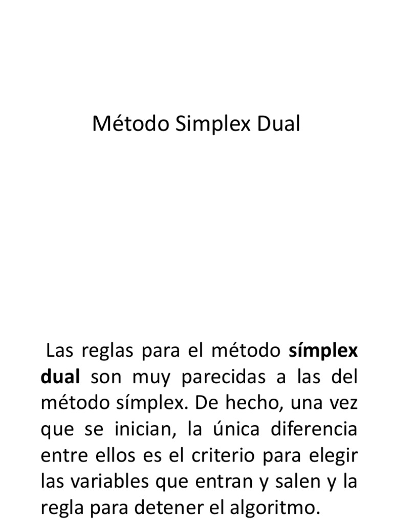 Metodo Simplex Dual | PDF | Algoritmos y Estructuras de Datos | Programación de computadoras
