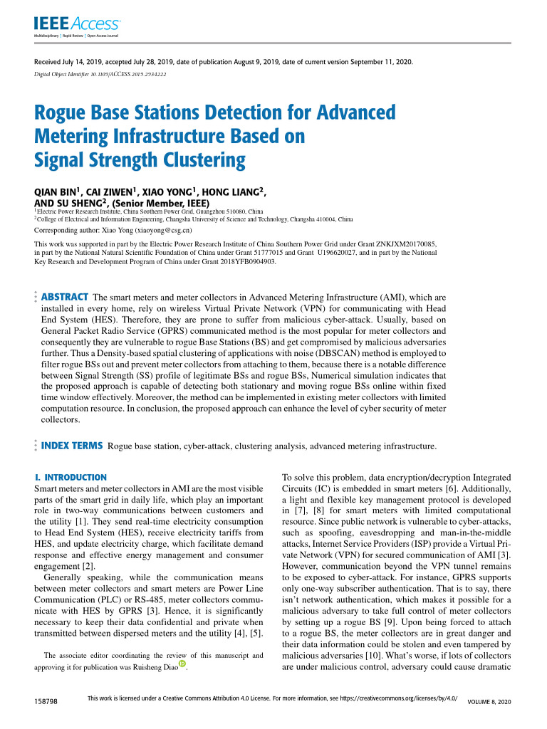 Rogue Base Stations Detection for Advanced Metering Infrastructure ...