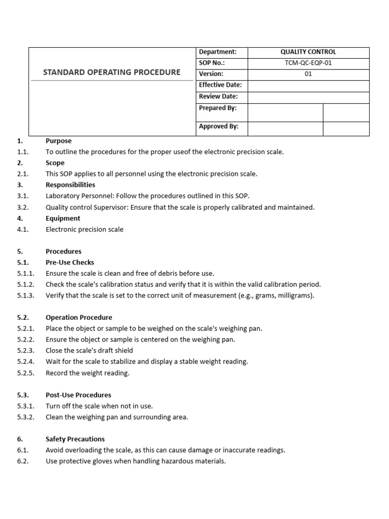 Sop For Laboratory Equipment | PDF | Ph | Calibration