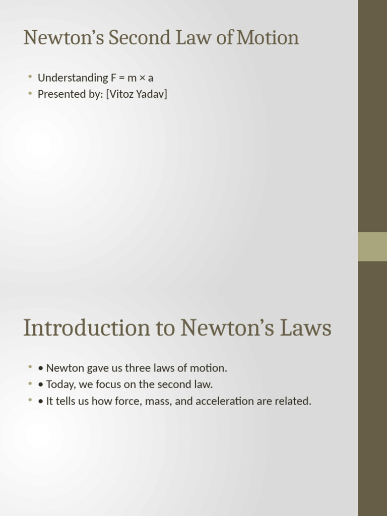 Newtons Second Law Presentation | PDF