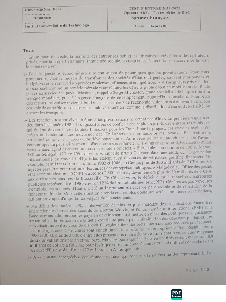 Test Abf 2024 - 2025 | PDF
