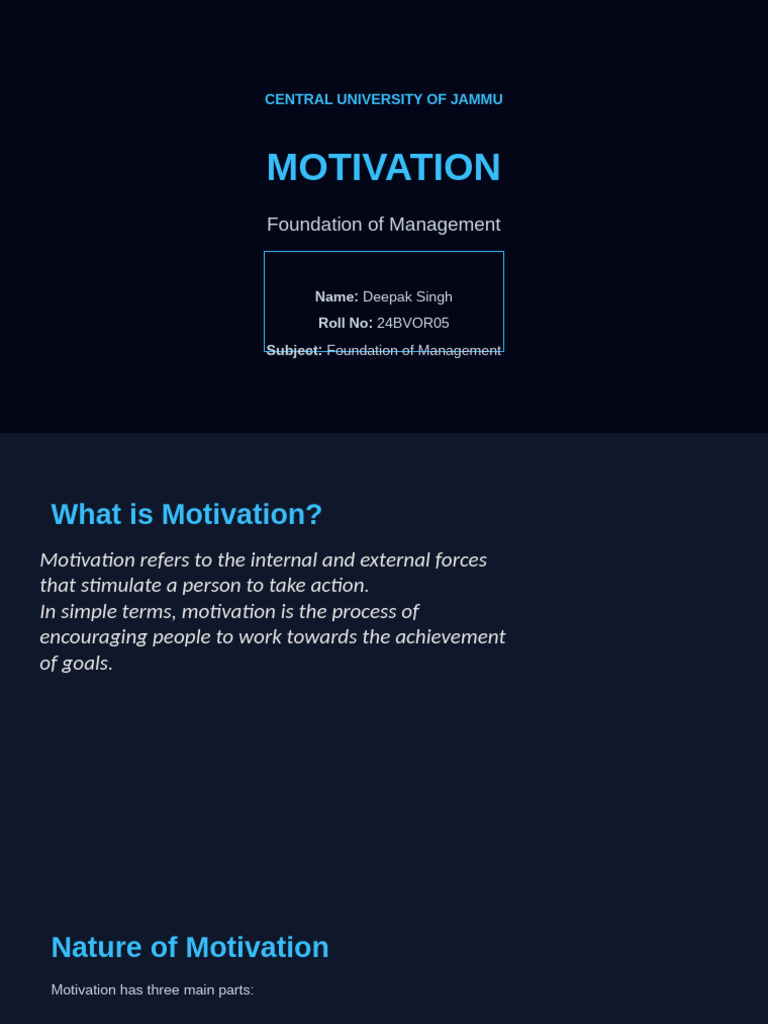 Management Foundation Presentation | PDF | Motivational | Motivation