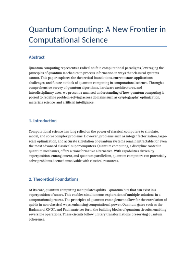 Quantum Computing New Frontier | PDF | Quantum Computing | Theoretical Physics