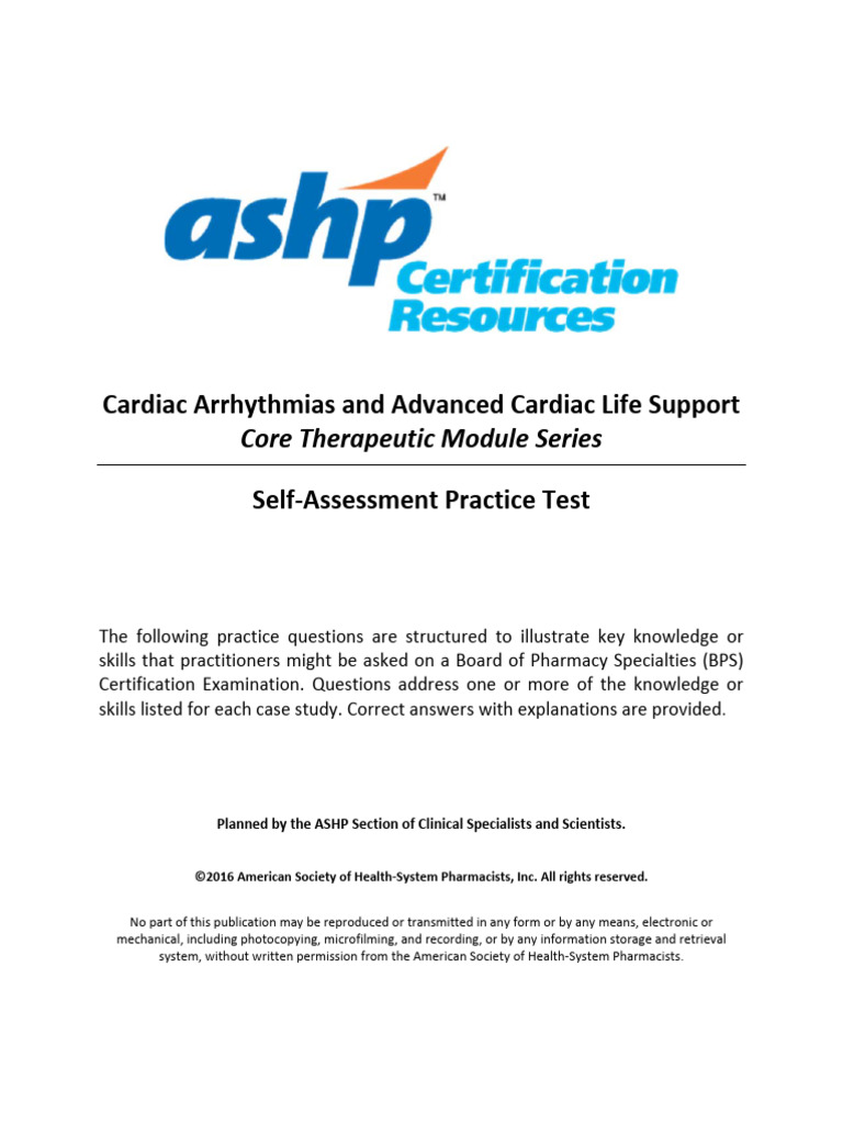 Sample Core Therapeutic Module Assessment Cardiac Arrythmia 054405 ...