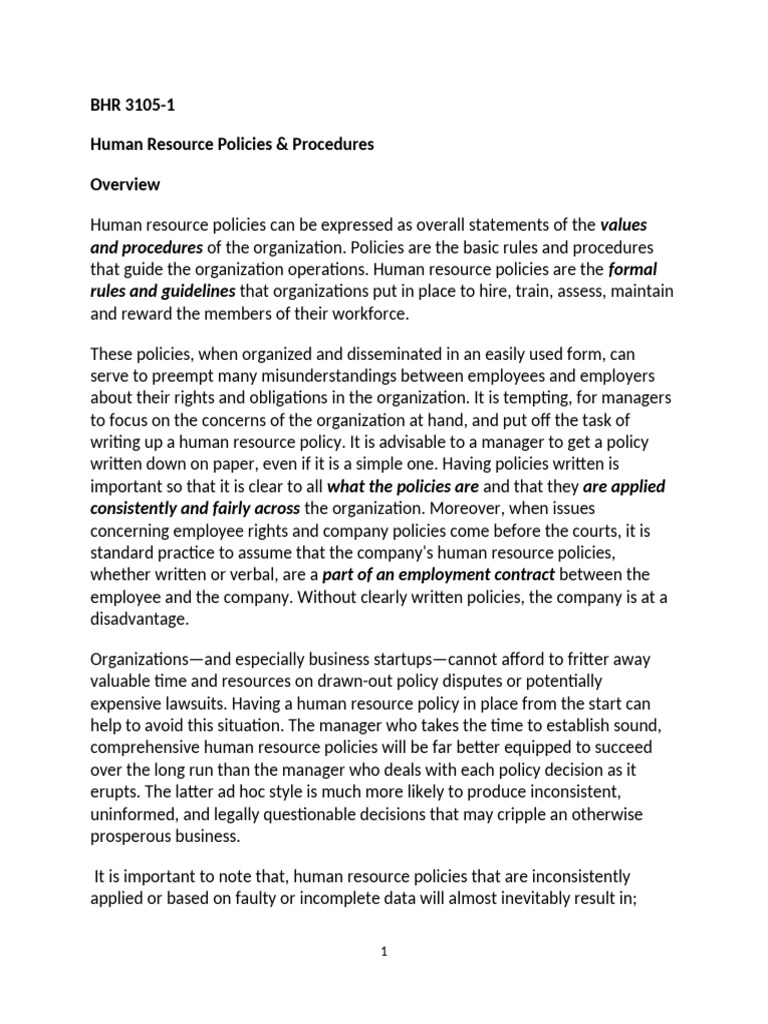 Essential Human Resource Policies Guide | PDF | Policy | Employment