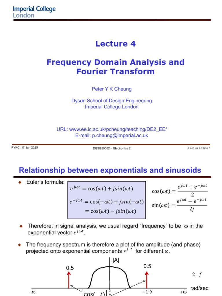 Lecture 4 - Fourier Transform (Slides) | PDF | Mathematical Analysis ...