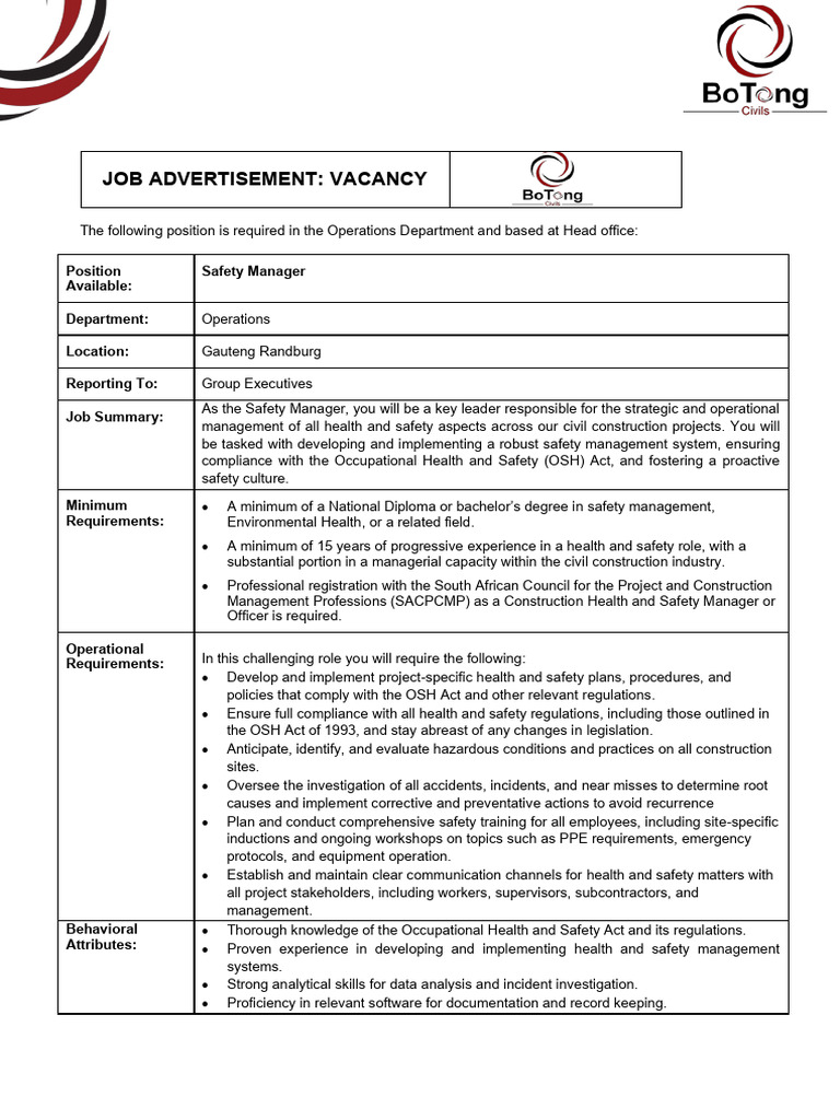 We Re Hiring Role Safety Manager 1760126571 251013 102738 | PDF ...