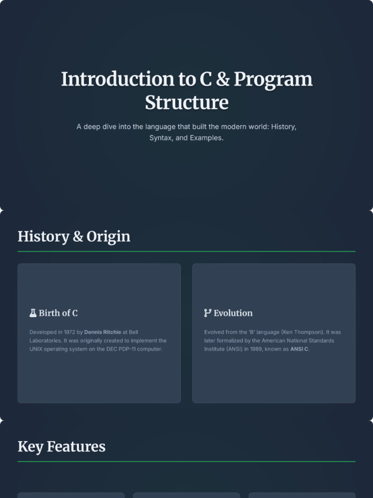 Introduction to C & Program Structure | PDF