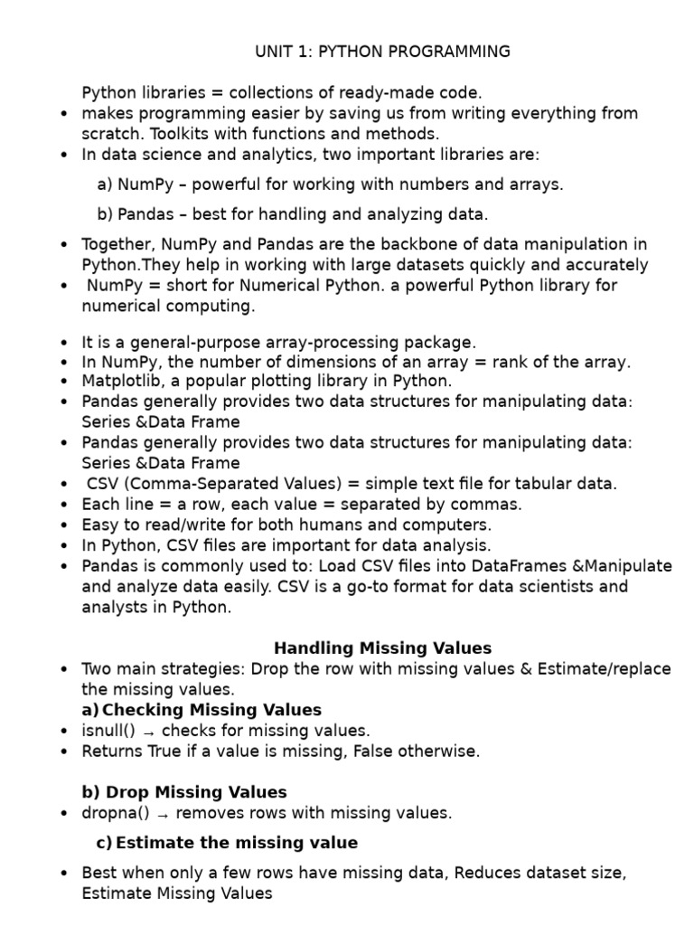 UNIT 1 PYTHON PROGRAMMING | PDF