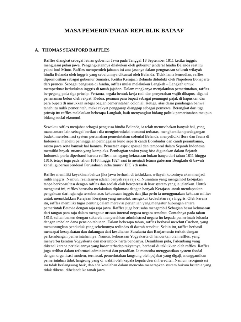 MASA PEMERINTAHAN REPUBLIK BATAAF | PDF