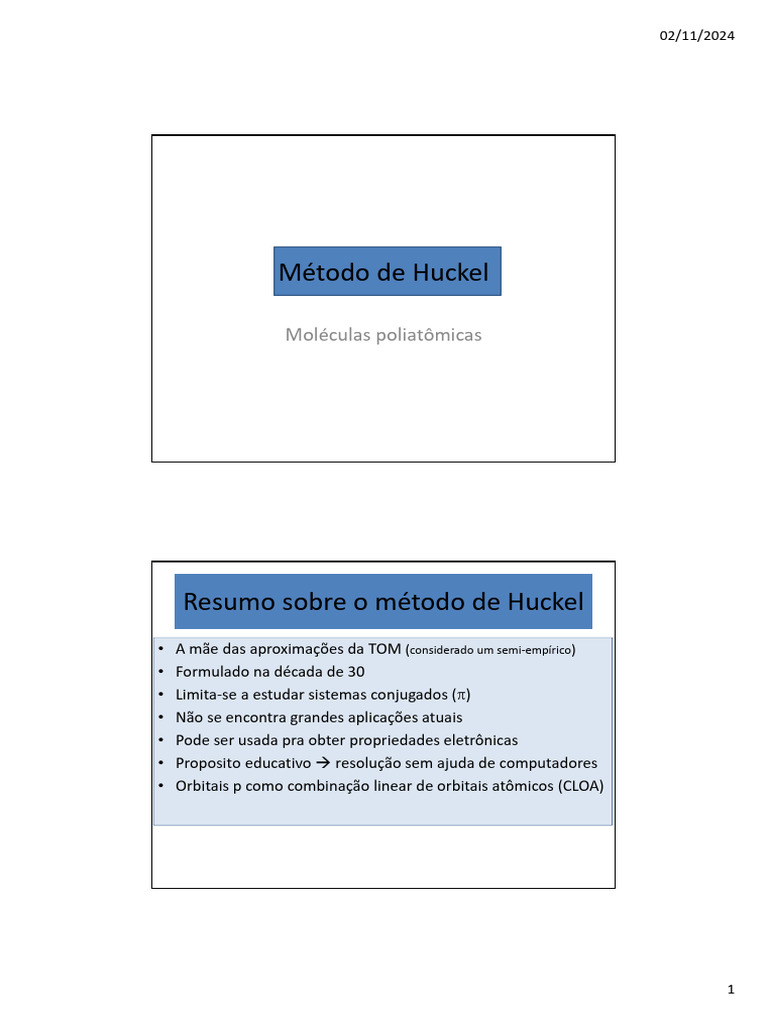 Aula Metodo Huckel Slides | PDF | Átomos | Determinante