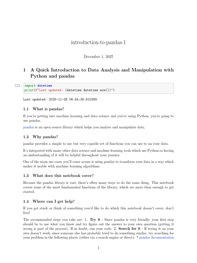 Introduction to Pandas 1 | PDF | Comma Separated Values | Computer Programming