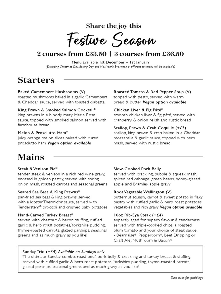 Festive Menu 25 | PDF | Pudding | Sauce