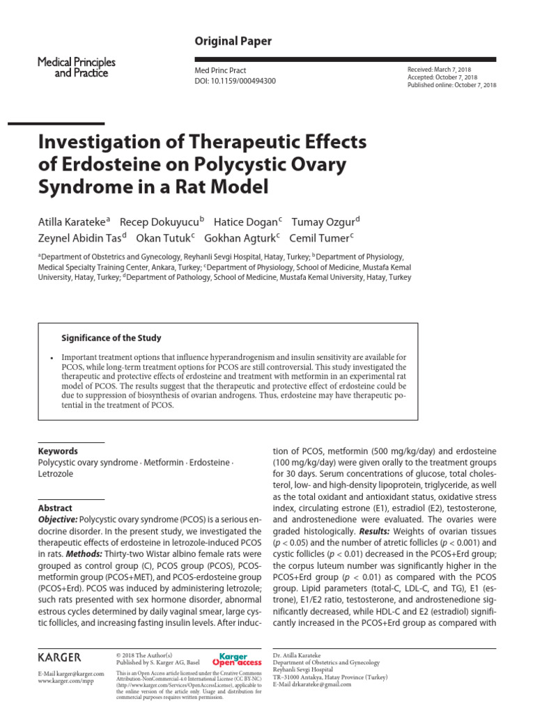 Erdosteine's Effects on PCOS in Rats | PDF | Polycystic Ovary Syndrome ...