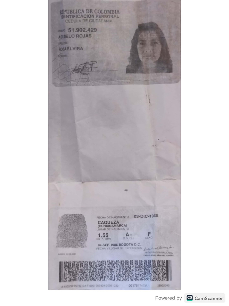 Cedula Rosa Elvira Agudelo Rojas | PDF