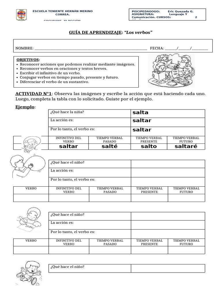 Guía de Aprendizaje sobre Verbos | PDF | Verbo | Morfología Lingüística