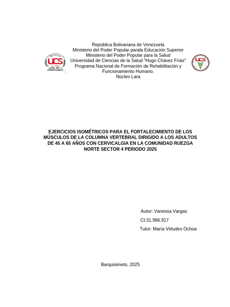 Cervicalgia Ejercicios Isometricos | PDF