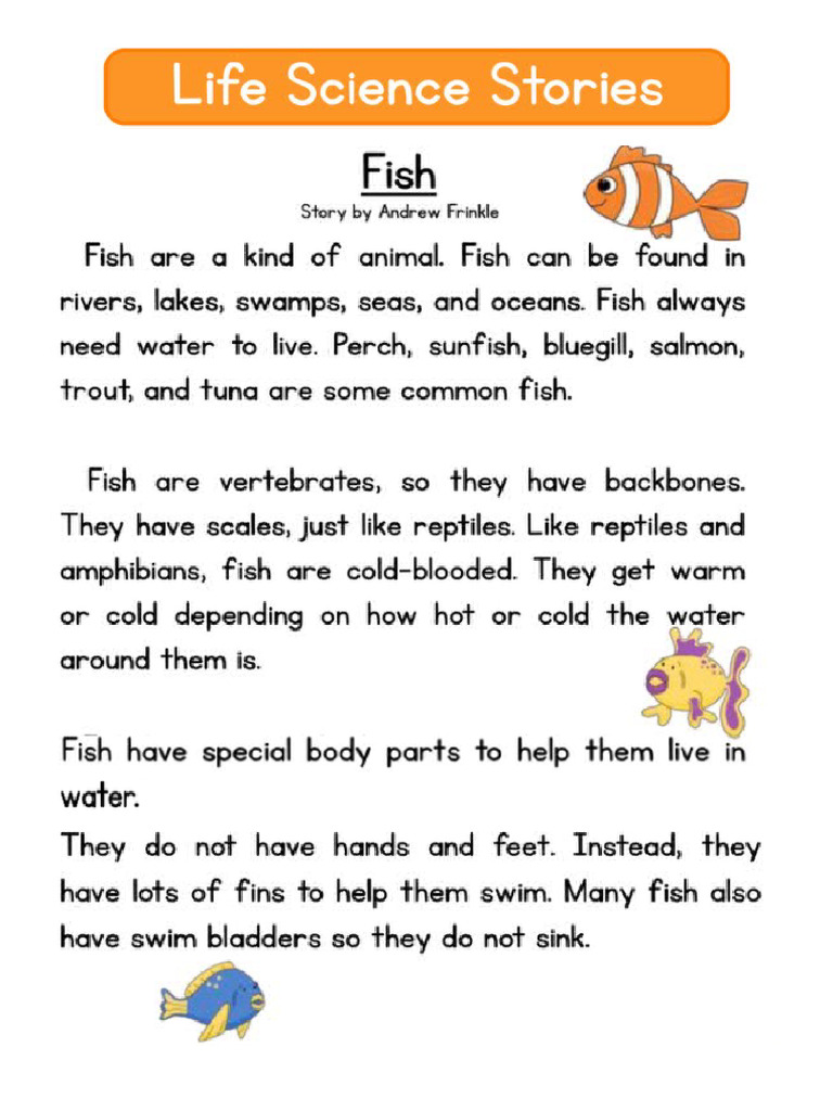 Reading Comprehension - Fish (물고기) | PDF