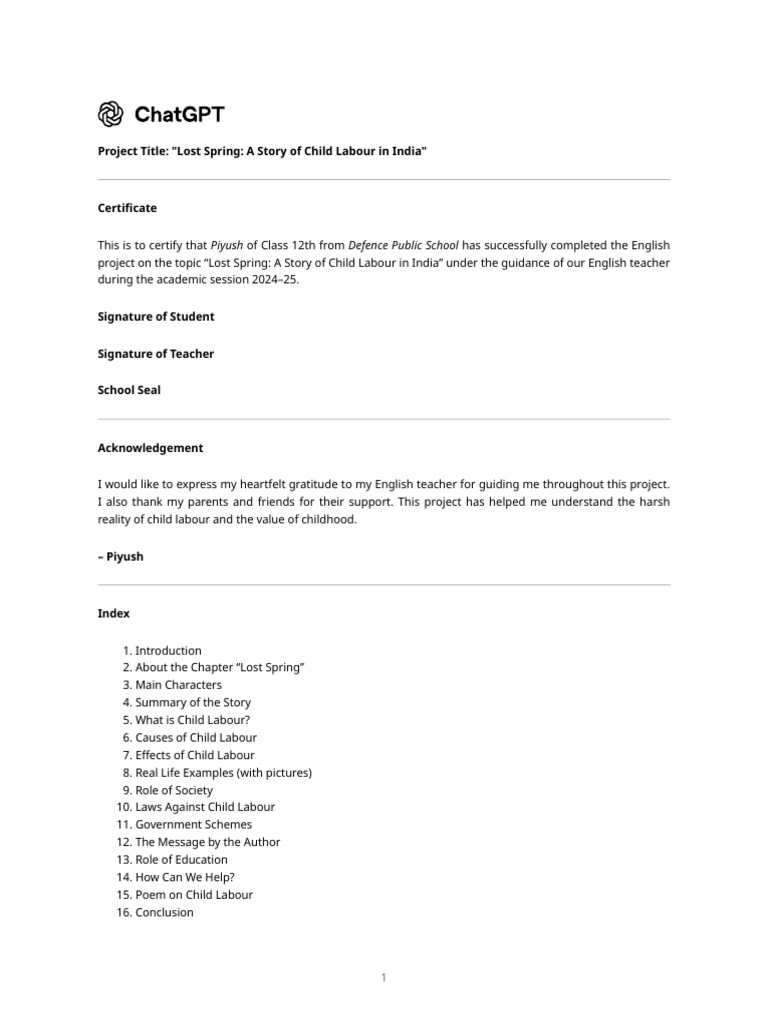 Lost Spring: Child Labour in India | PDF | Child Labour | Human Life Stages