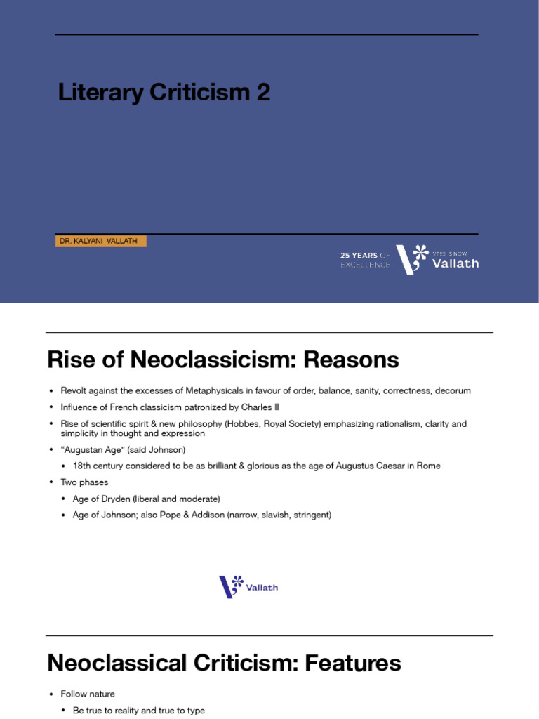 Neoclassical and Romantic Criticism CUET PG GATE 23 | PDF | Poetry ...