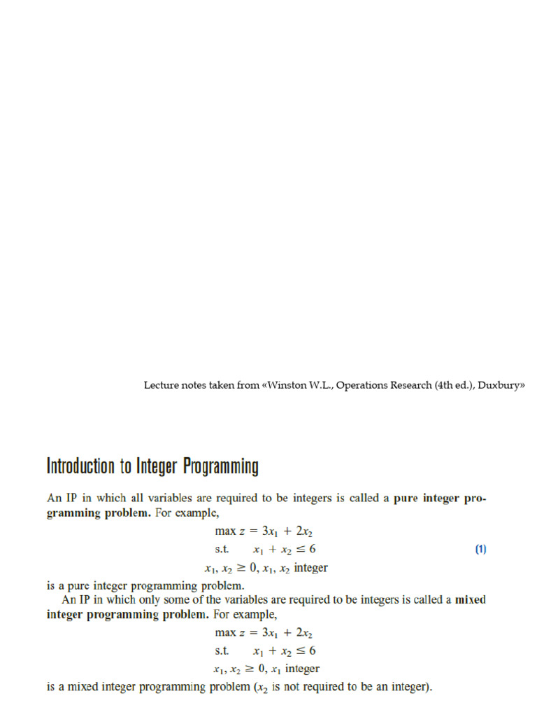 Lecture Note 1 Introduction To Integer Programming | PDF
