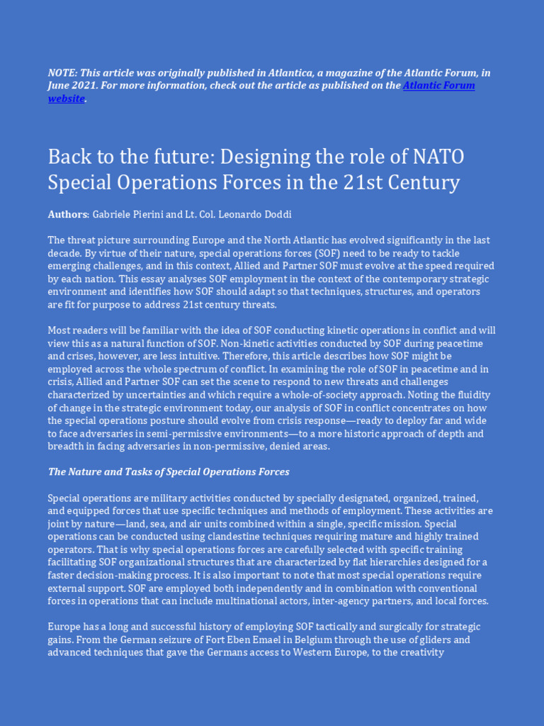 Back to the future_Designing the role of NATO Special Operations Forces ...