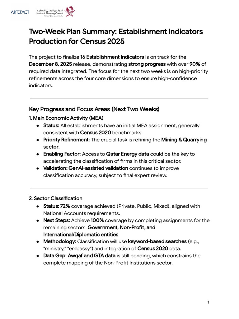 Census 2025 Establishment Indicators Plan | PDF | Employment | Census
