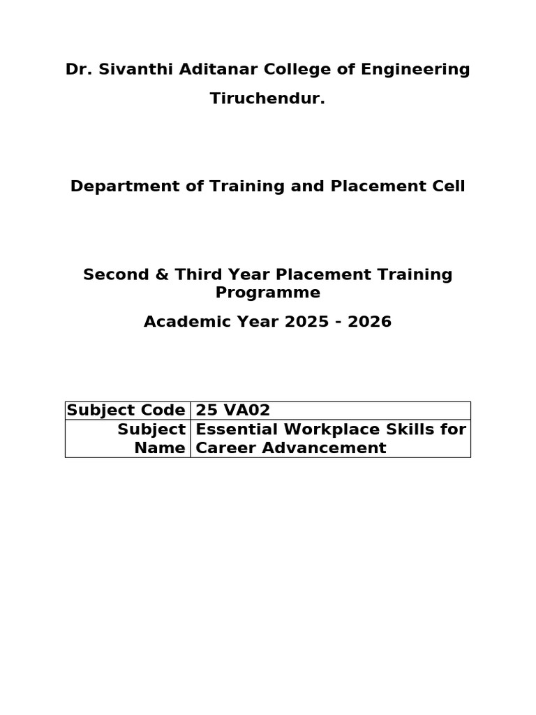 25VA02 Second and Third Year Placement Training | PDF | Odds | Speed