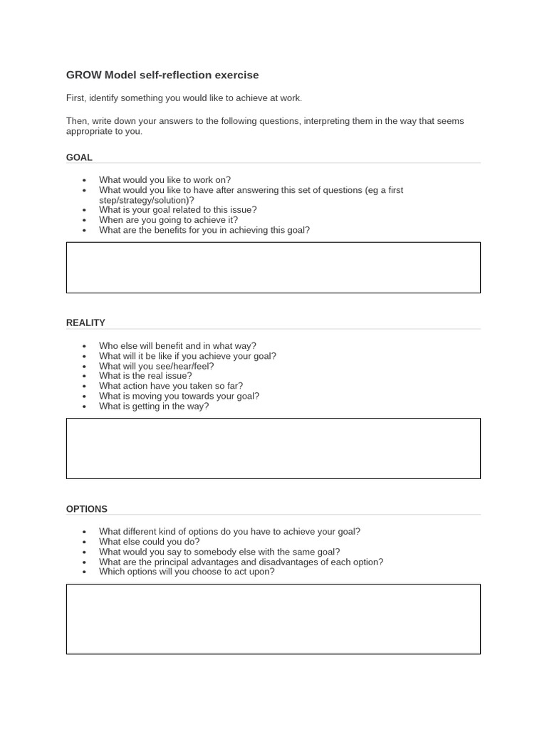 GROW Model Self-Reflection Guide | PDF