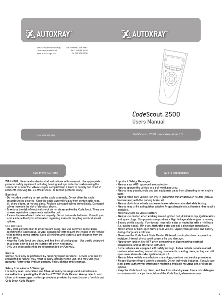 Autoxray 2500 Manual | PDF | Vehicles | Manufactured Goods