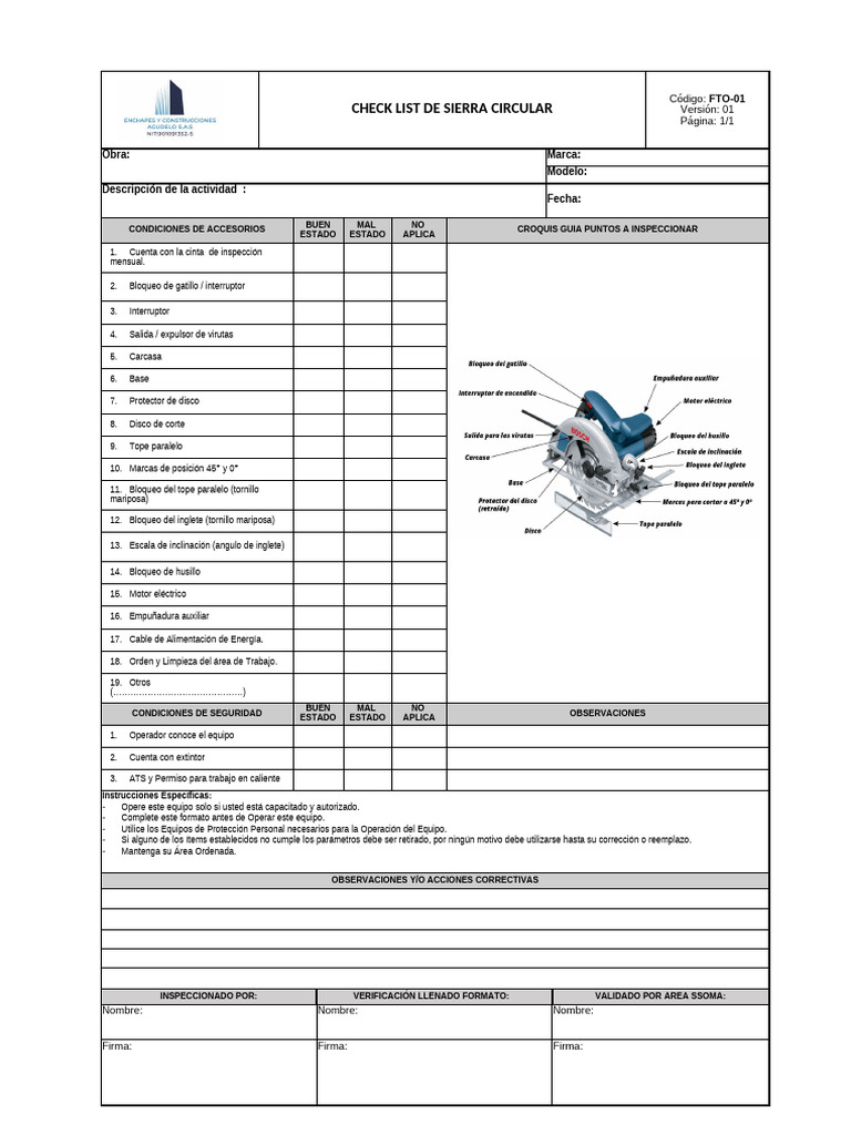 Check List de Sierra Circular | PDF