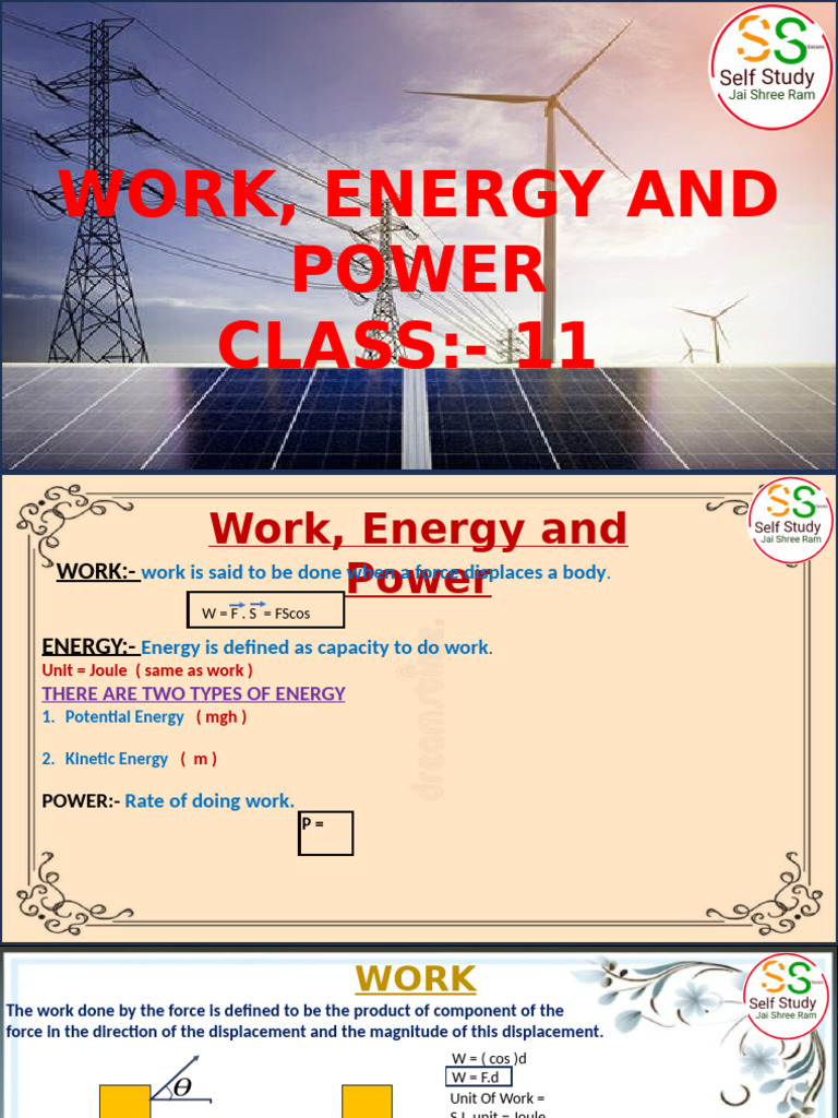Work, Energy and Power | PDF | Potential Energy | Power (Physics)