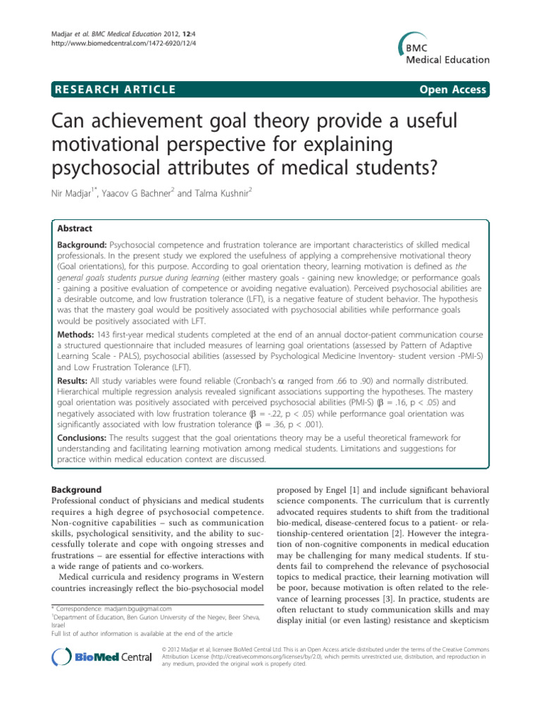 Can Achievement Goal Theory Provide A Useful Motivational Perspective ...