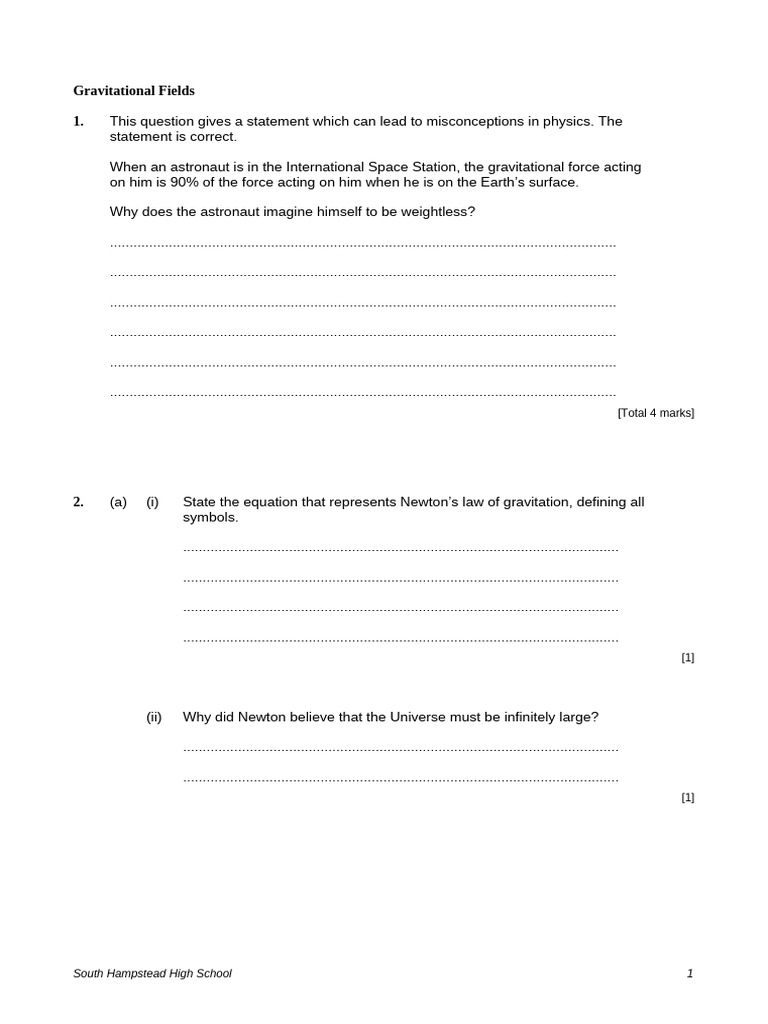 Understanding Gravitational Fields and Forces | PDF | Gravity | Mass