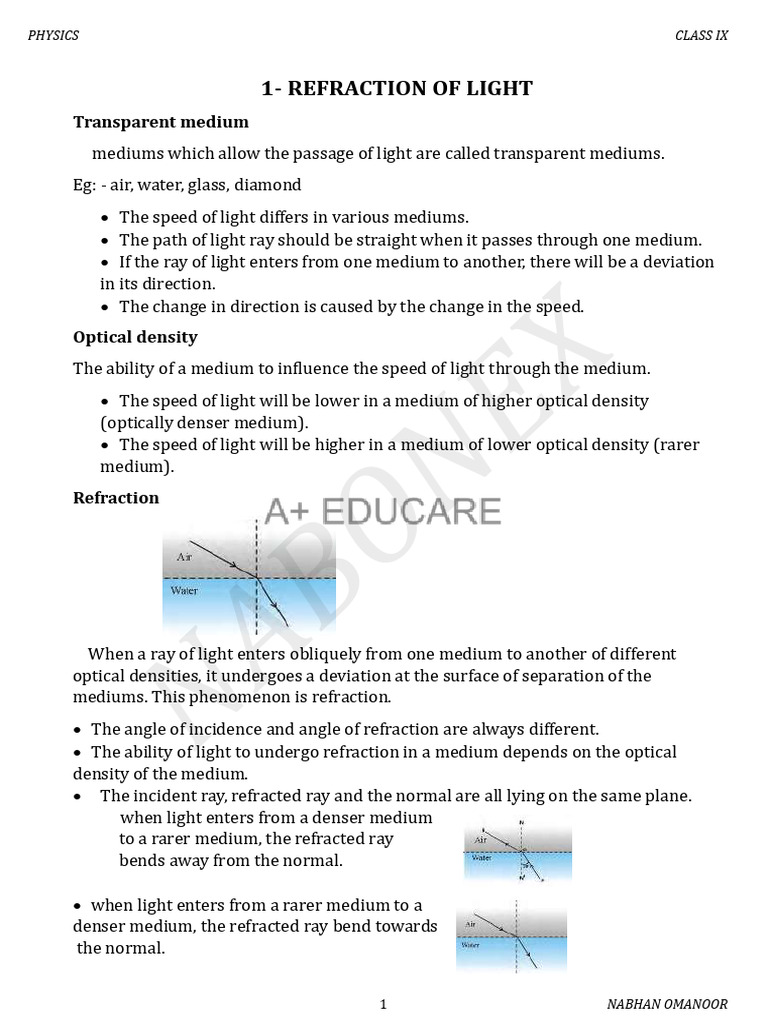 Refraction and Motion in Physics | PDF | Refractive Index | Refraction