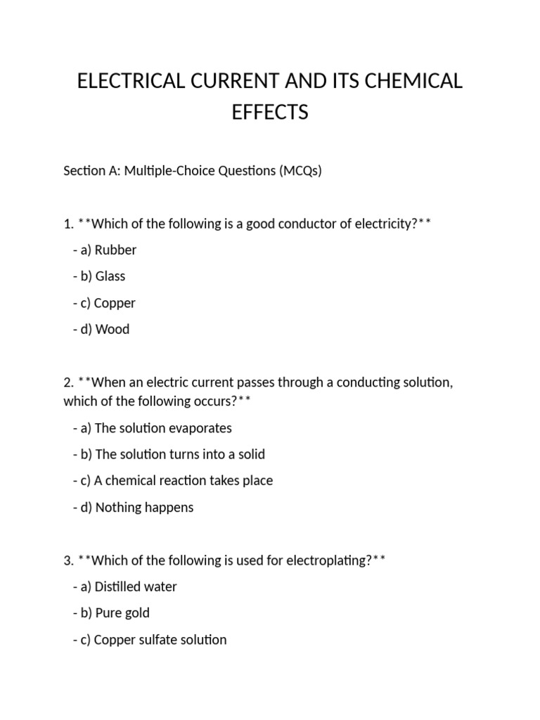 Chemical Effects of Electric Current | PDF | Anode | Electric Current